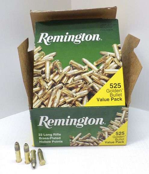 (525) Rounds of Remington Golden Bullet .22 LR ammo, Brass Plated HP ...