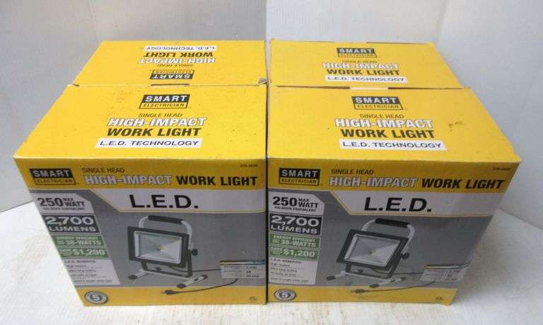 (4) LED smart electrician work lights, excellent - Albrecht Auction Service