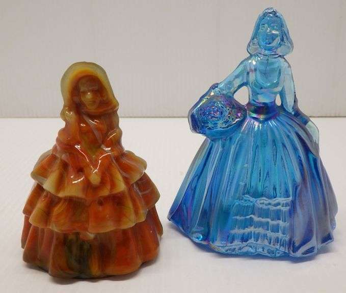 (2) Glass lady figurines, include: 1- Fenton, and 1- slag glass, up to ...