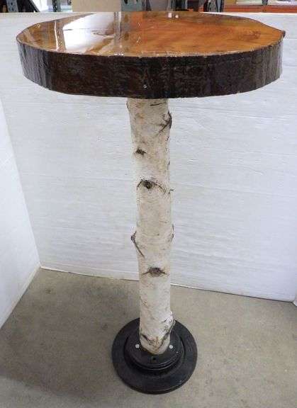 Natural ash pub table with birch legs, 22"Dia x 48"H - Albrecht Auction ...