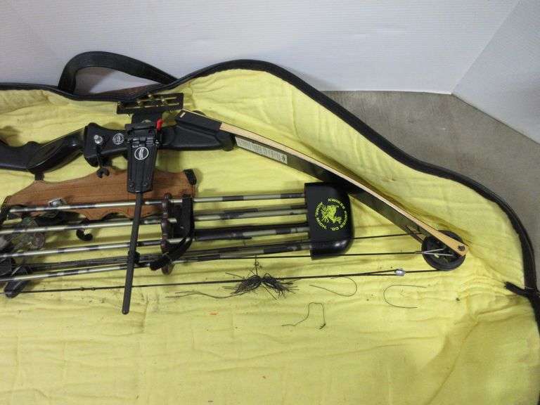 Left handed Darton SL50 compound bow, with case, arrows, field and ...