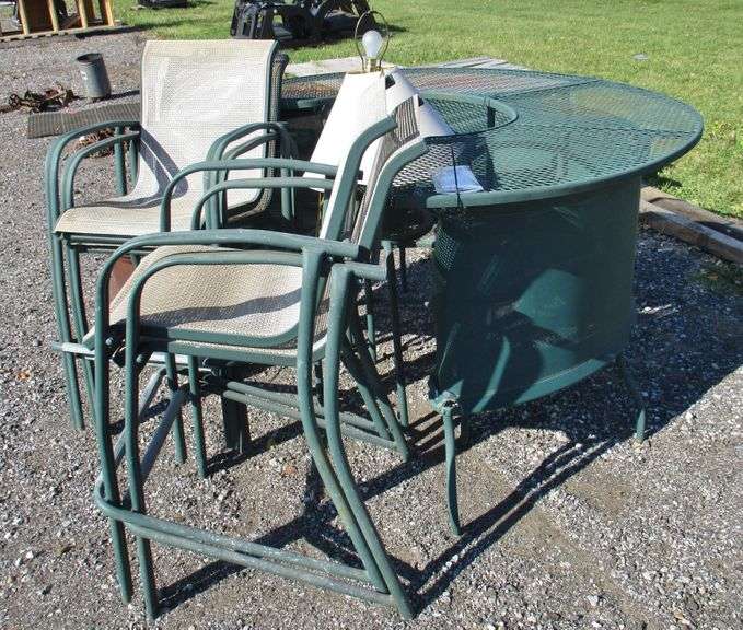 Outdoor patio high bench table, includes (4) chairs, and a side table ...