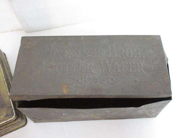 (2) Very antique collector tins: 1- Brenner Bros Butler Wafer of ...
