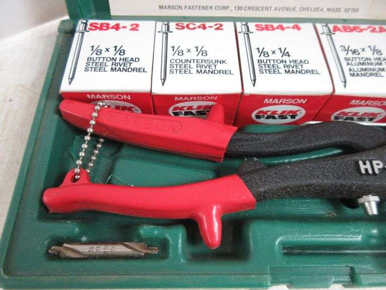 Marson HP 2 riveter, (200) rivets, and a countersink drill, good ...
