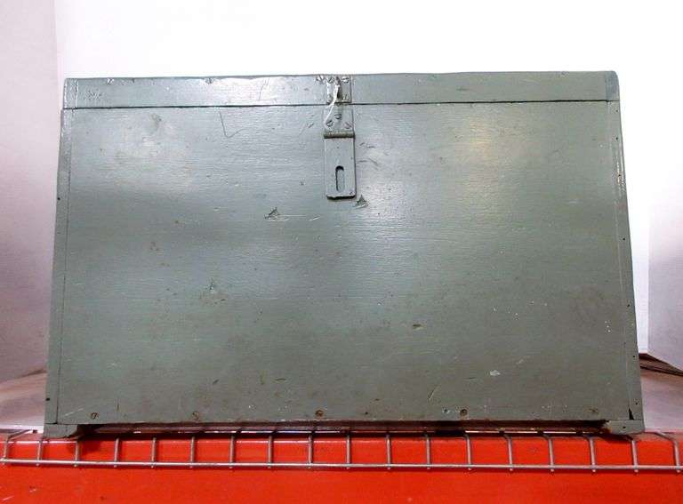 Antique wooden cedar chest locker, 29"W x 17 1/2"D x 18 1/2"H, has ...