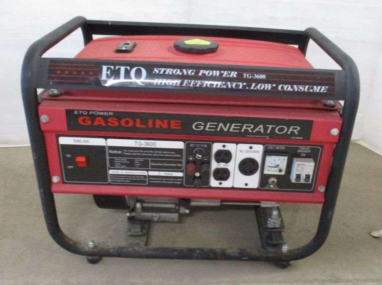 ETQ TG3600 Gas Generator, 240/120/12V DC, used recreational fuel only ...