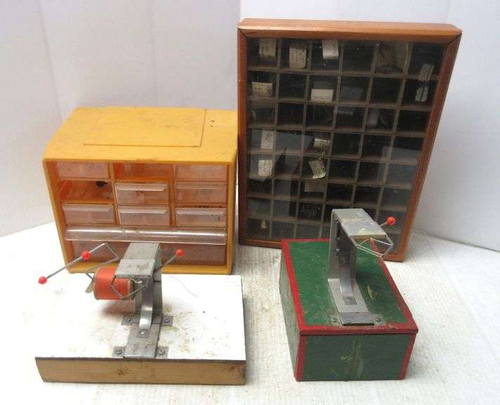 Fly display and case, (2) Fly tying holder, and storage drawers ...