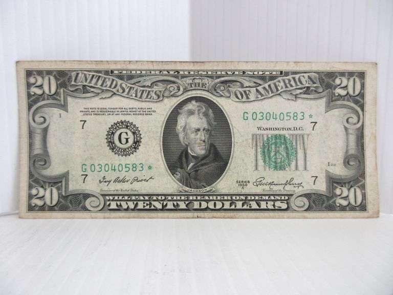 Series 1950-A $20 Star note, AU - Albrecht Auction Service