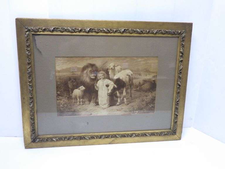 Older print of William Strutt's 1896 "Peace, A Little Child Shall Lead ...