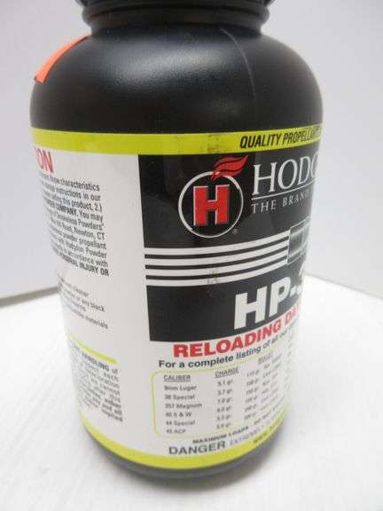 Hodgdon HP-38 Pistol Powder, One Pound, Full Bottle - Albrecht Auction ...