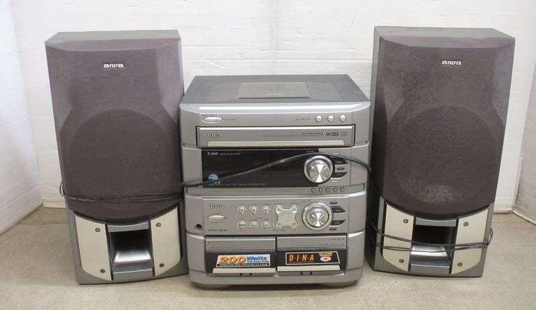 Aiwa Dina AM/FM radio, dual cassette, 3 disc CD player, comes with (2 ...
