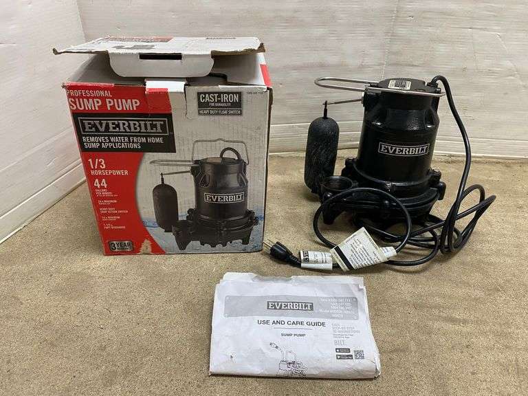 Everbilt 1000 041 119 1/3 HP cast iron sump pump with floating switch ...