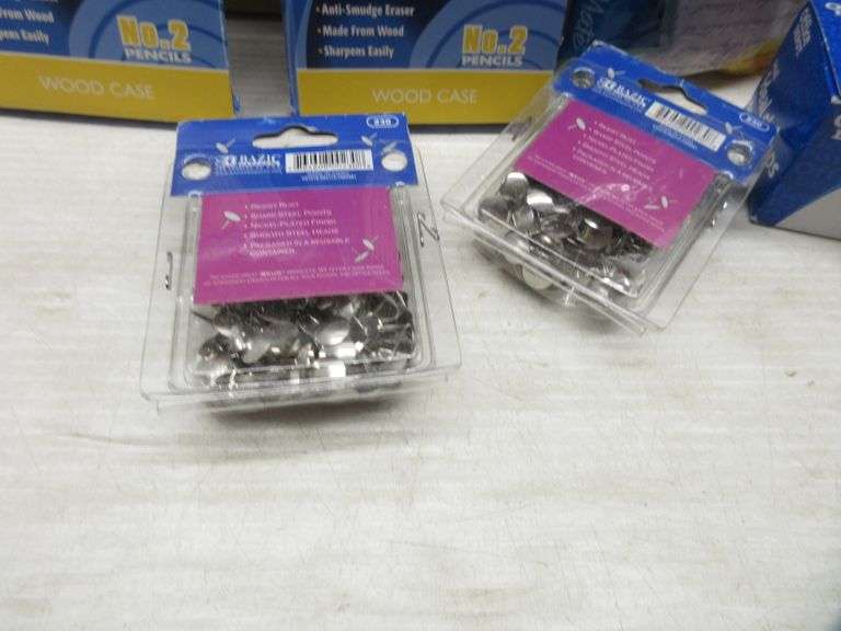 Office supplies, includes: Binder, Folders, Paper, Pens, Pencils, Tacks ...