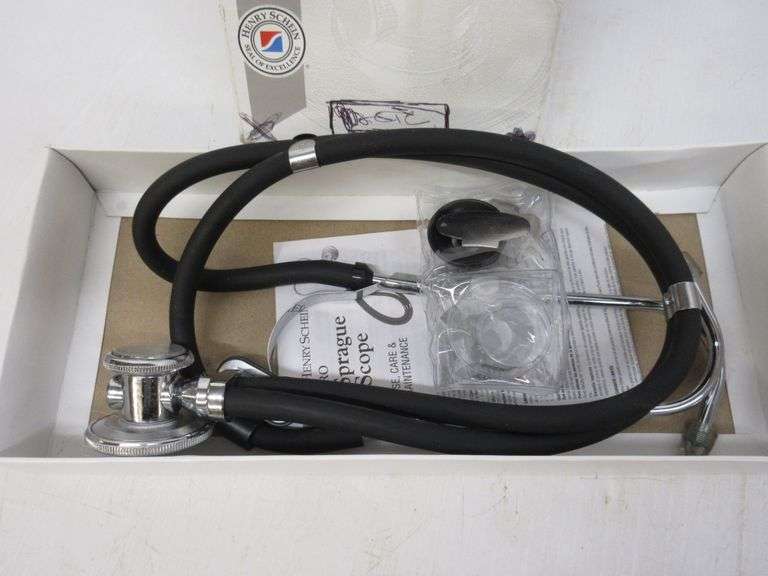 (2) Henry Schein "Sprague" Stethoscopes, and a Lumiscope blood pressure ...