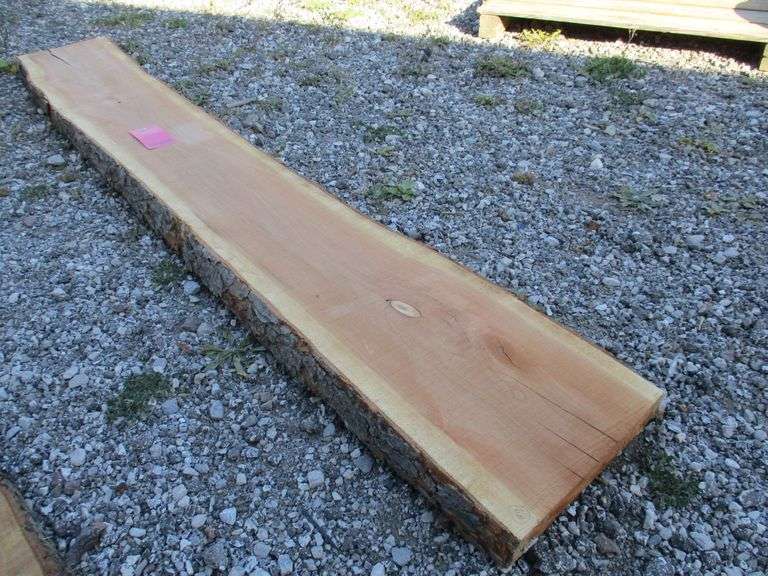 Cherry board, live edge, rough sawn, 12" to 13"W x 2"Thick x 87"L, as ...