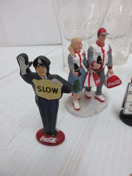 Coca-Cola memorabilia, includes: (7) Coca-Cola glasses, coffee cup, toy ...