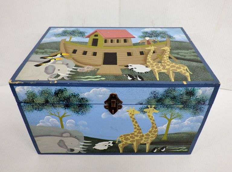 Noah's Ark Decorative Box, 15"W x 10"D x 9"H, chipping on top edges ...
