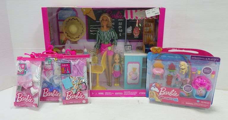 Barbie Collection, includes: Barbie ice cream parlor playset ...