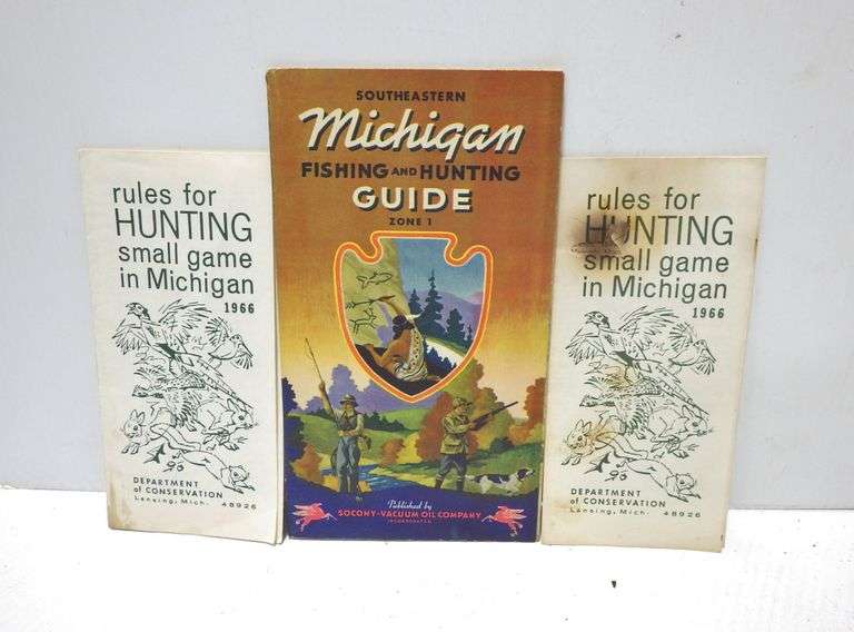 Group of (12) vintage Michigan hunting/fishing maps and game laws ...