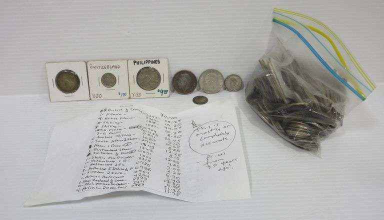 Very large foreign silver coin collection, over 30 oz. of silver, most ...