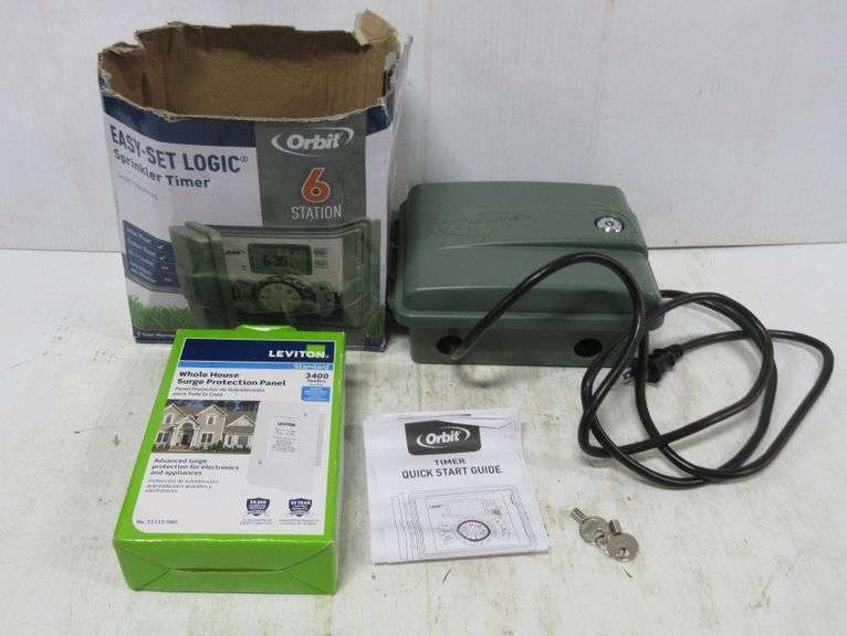 Orbit 6-station sprinkler timer, and Whole House surge protection panel ...