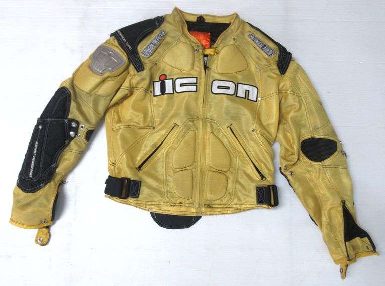 Icon TiMax men's large yellow motorcycle jacket, Asphalt Technologies ...