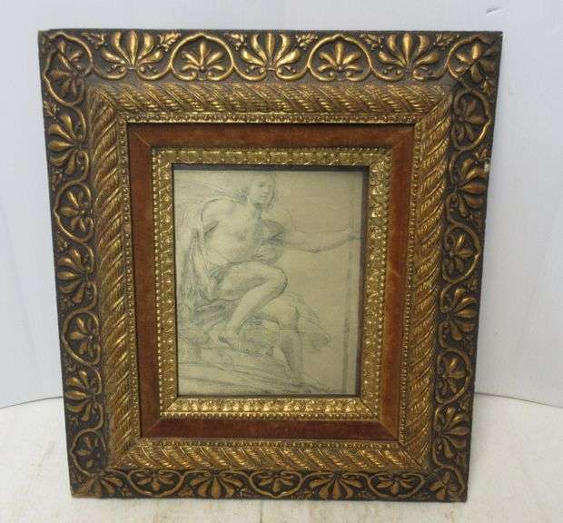 Victorian etching in an ornate frame, 19" x 17" frame, 8" x 10" approx ...