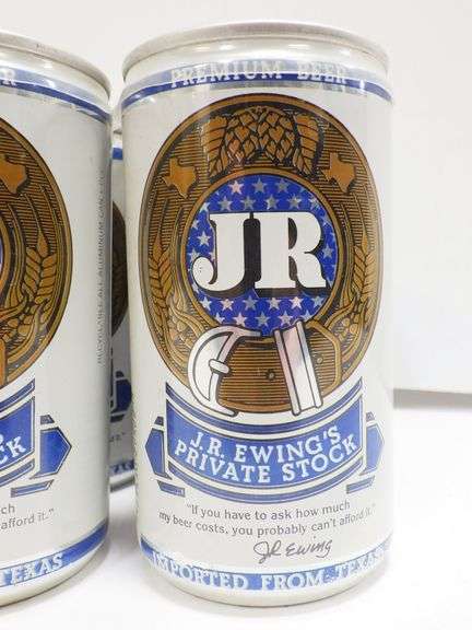 (6) JR- Jr Ewing's private stock premium beer unopened cans, made in ...