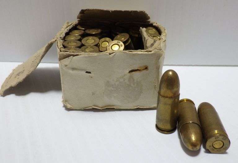 Vintage box of (25) Rounds of 9mm Para Bullets, marked PS 7952 ...