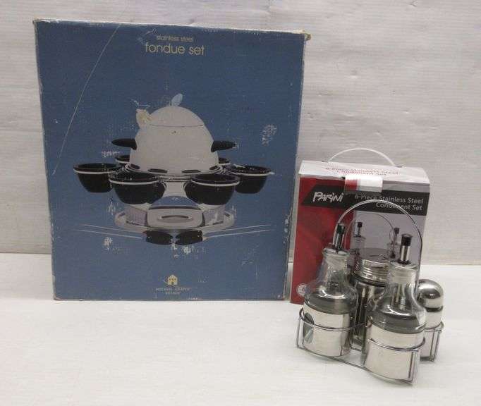 Parini 6-piece stainless steel condiment set, Fondue 21-piece set by ...