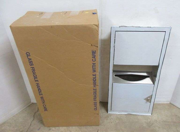 (2) Bradley box towel dispensers, with waste receptacle and key, 14"W x ...
