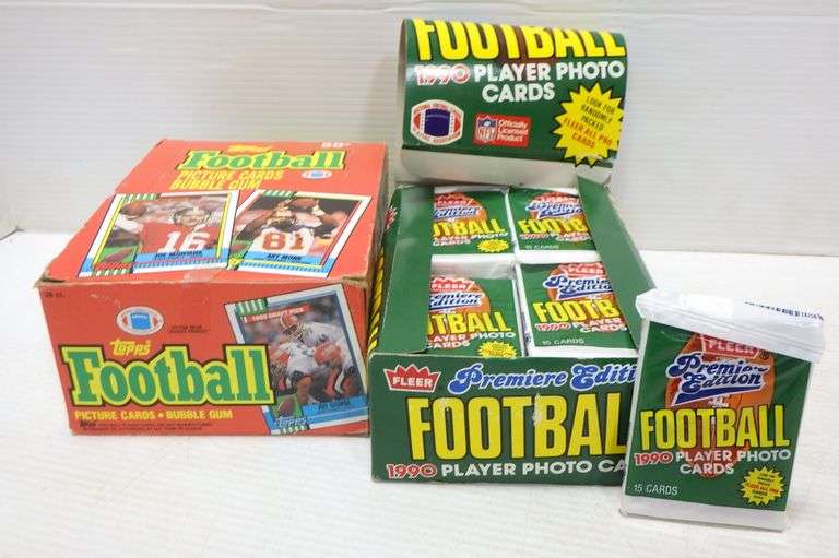 Topps 1990 Football cards with gum, and Fleer 1990 Football cards ...