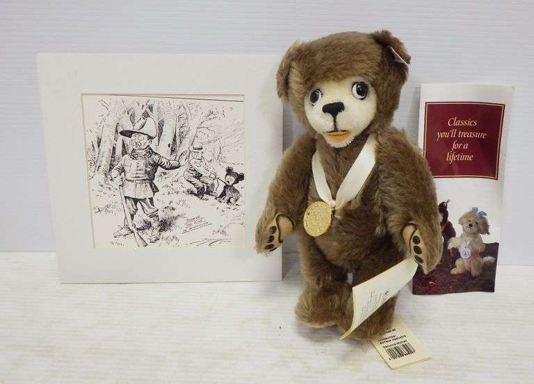 Older Steiff Mohair 90th Anniversary Berryman Bear with Roosevelt ...