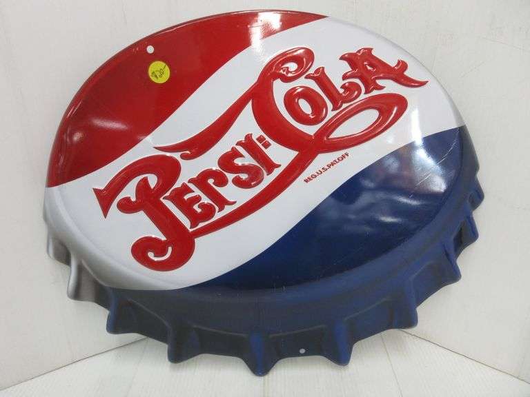 Large, "Pepsi-Cola," cap, 18"L x 16"H, in red, white and blue in color ...