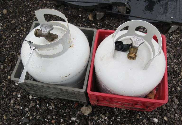 Propane tanks with milk crate, 20lb., OPD values, good condition, all ...