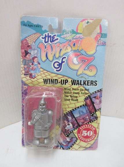 1986 The Wizard of Oz wind-up walker tin man toy, never out of package ...