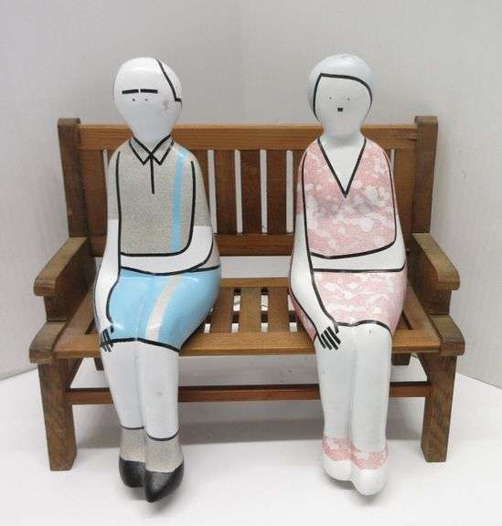 Mid century modernist Man and Women Bench Sitters sculpture, made by ...