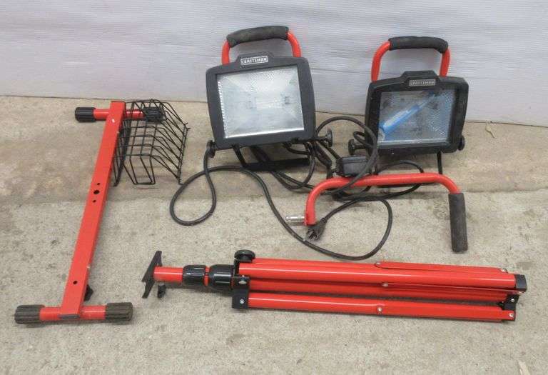 Craftsman halogen work lights with tripod, new - Albrecht Auction Service
