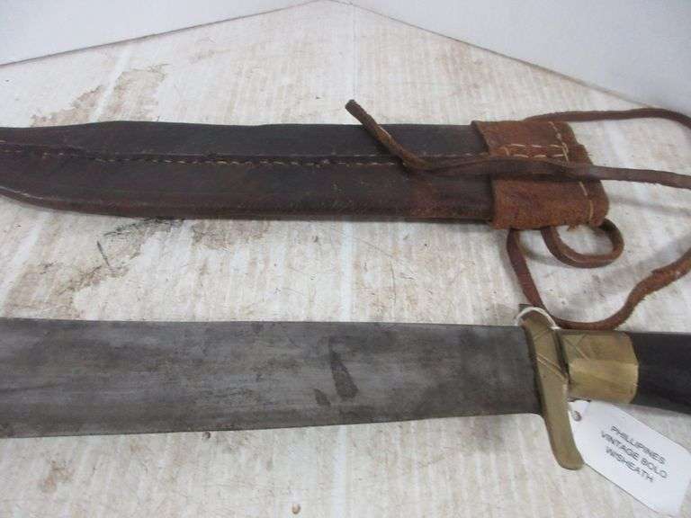 Bolo machete philippines with sheath, good - Albrecht Auction Service