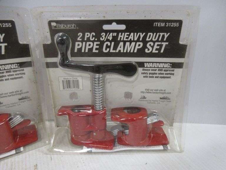 (4) 2-Piece 3/4" heavy duty pipe clamp sets, NIP - Albrecht Auction Service