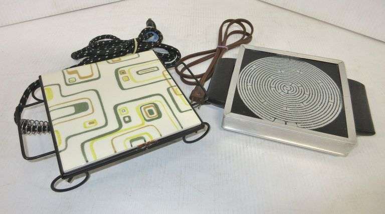 (2) Older electric hot plate trivet food warmers: Mid-century modern ...