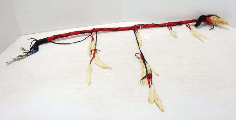 Authentic Native American Cherokee medicine man staff with fur and ...