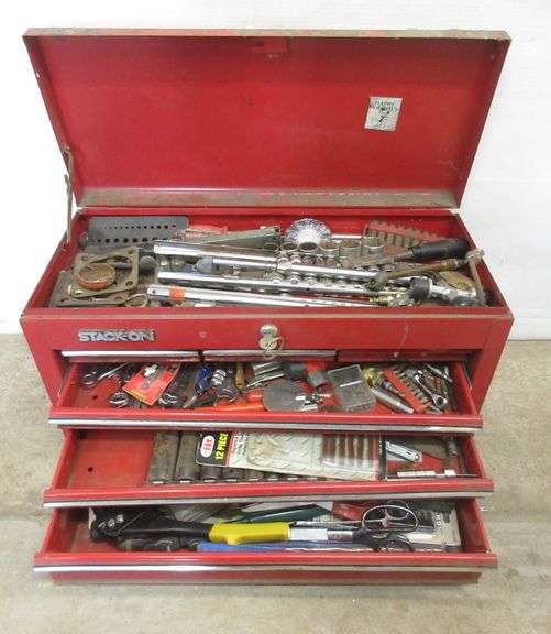 Stack-On tool box with mechanics tools, 23 1/2"W x 10"D x 13 1/2"H ...