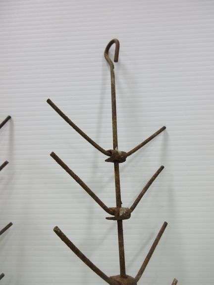 (3) Antique wrought iron drying racks for corn and vegetables, circa ...
