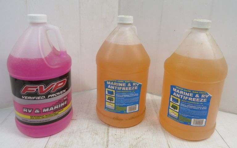 (3) One gallon RV and marine antifreeze: 1- FVP brand, and 2- Cul-mac industries - Albrecht ...