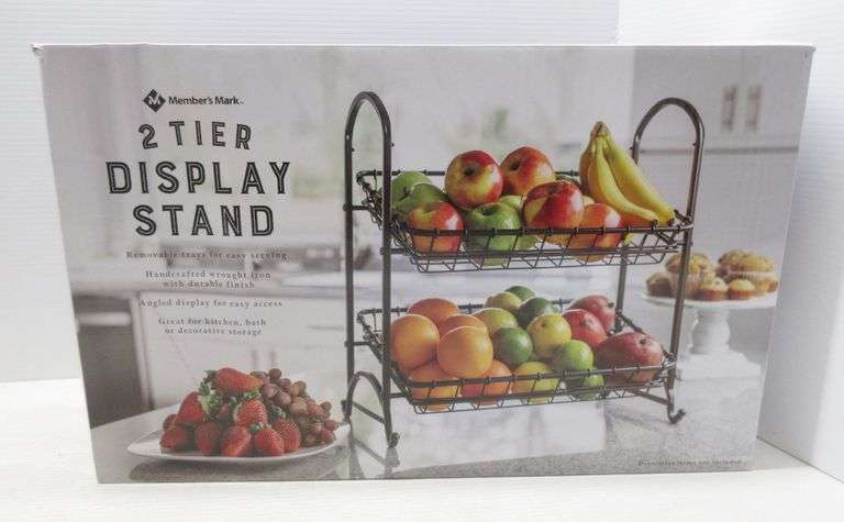 2-Tier metal display stand, never removed from box, stand- 17 1/2" x 11 ...