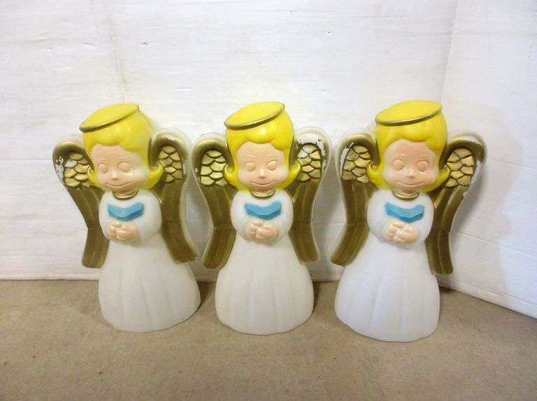 (3) Blow mold angels, General Foam, 18"H, have paint loss, no plugs ...