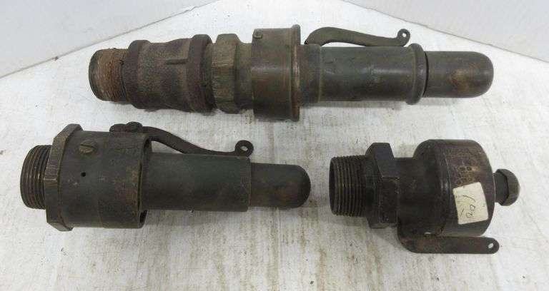 (3) Antique brass steam valves - Albrecht Auction Service