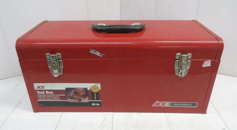 Ace 20" toolbox full of tools, 20"W x 8"D x 9"H - Albrecht Auction Service