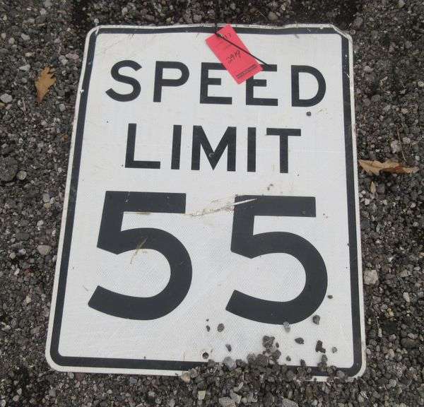 Older "55 MPH," steel street sign, retired by MDOT, used with average ...